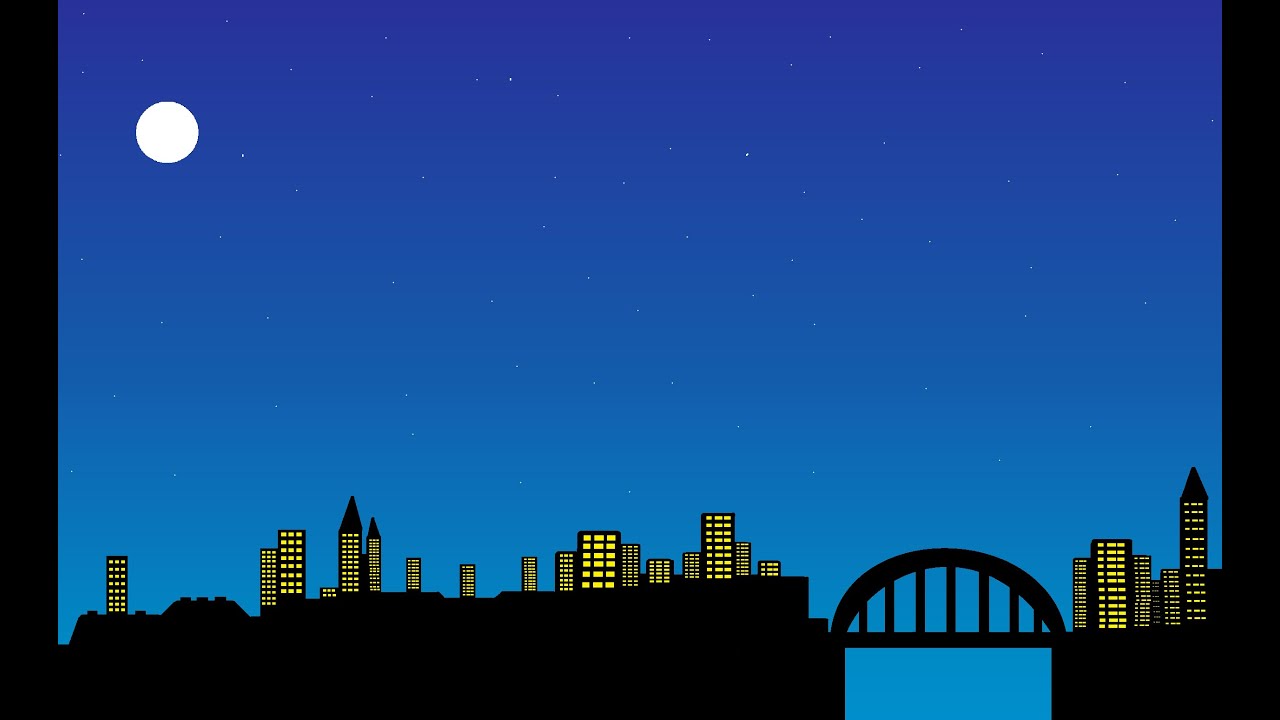 How To Draw city skyline, detroit, michigan, usa, america, night, view ...