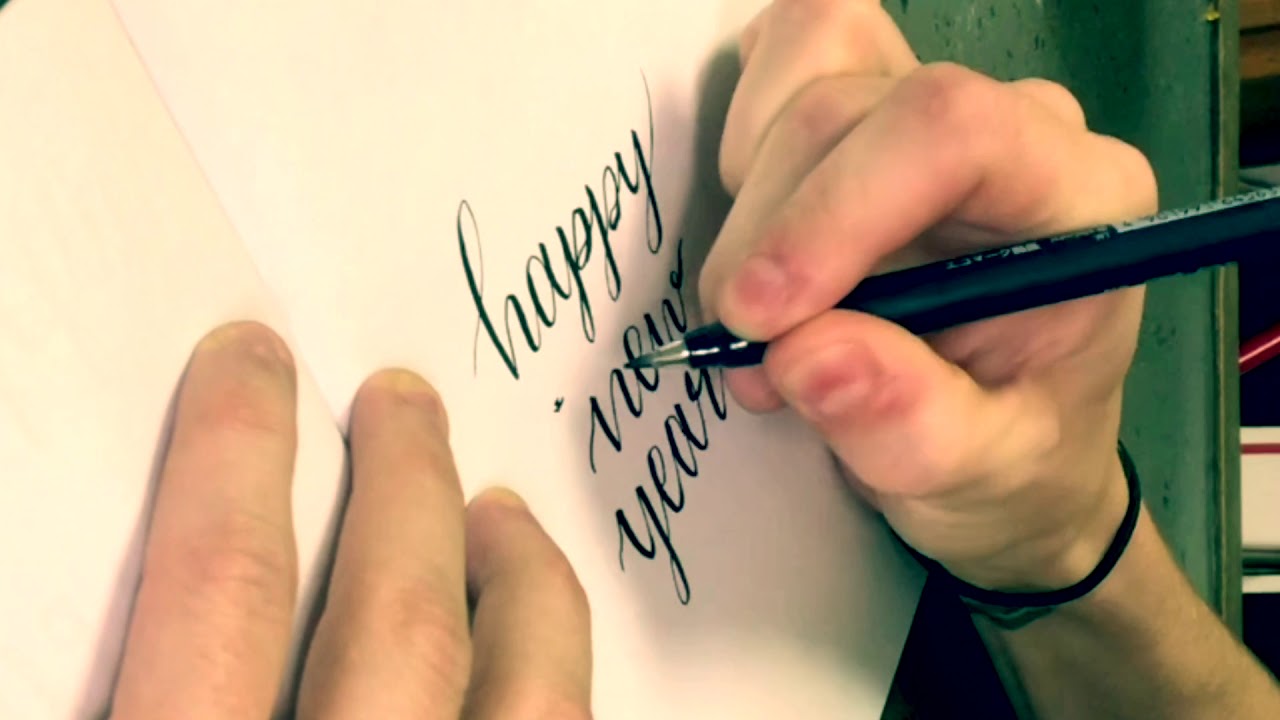 Practicing Calligraphy- Happy New Year! - YouTube