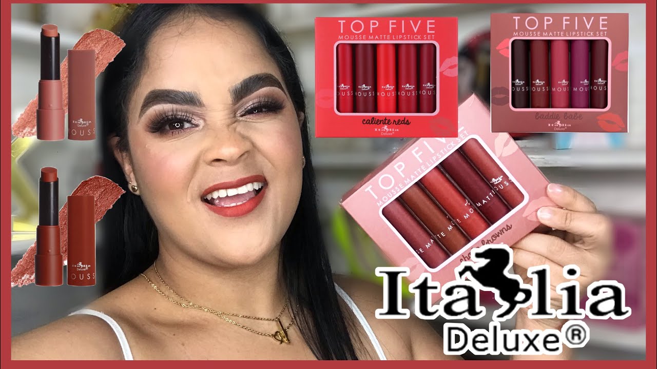 LABIALES MOUSSE MATTE ITALIA DELUXE TOP FIVE !SWATCHES !valen realmente ...