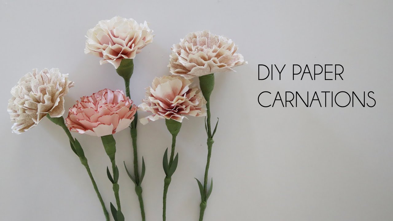DIY How to make Paper Carnations (easy, no machine, paper crafts ...