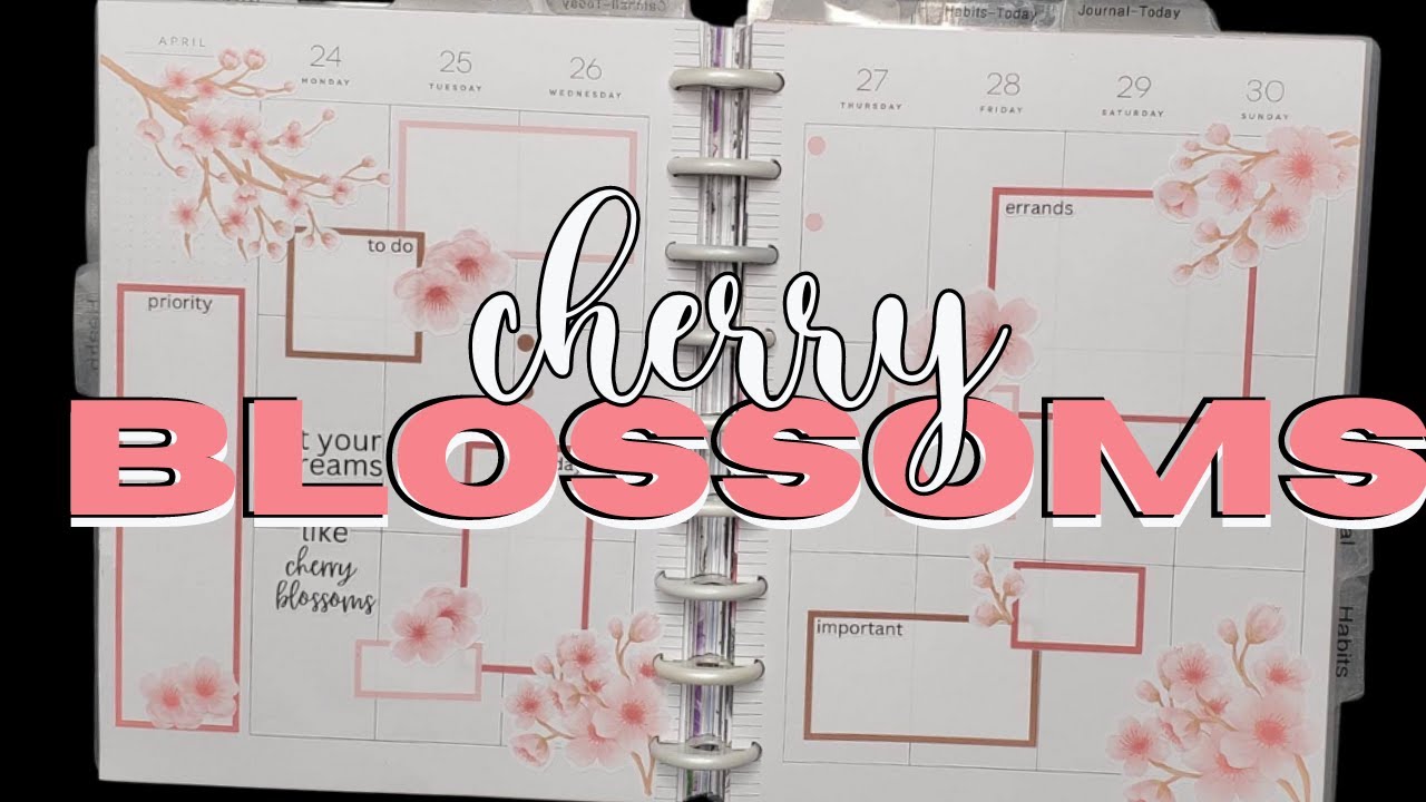 🌸 Cherry Blossoms 🌸| Happy Planner Vertical Plan With Me |DIY Stickers ...