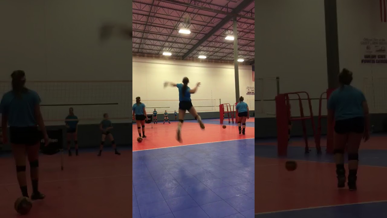Volleyball Crazy topspin serve by 13 year old - YouTube