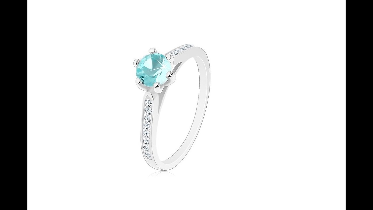 Jewellery – 925 silver ring, round light blue zircon - YouTube