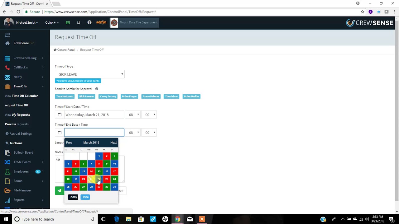 Time Offs for Crewsense - YouTube