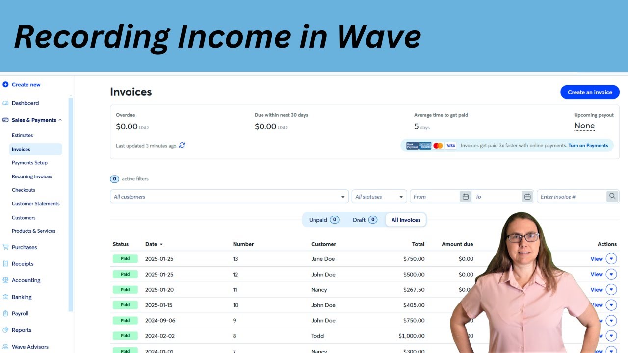 Recording Income in Wave Apps - YouTube