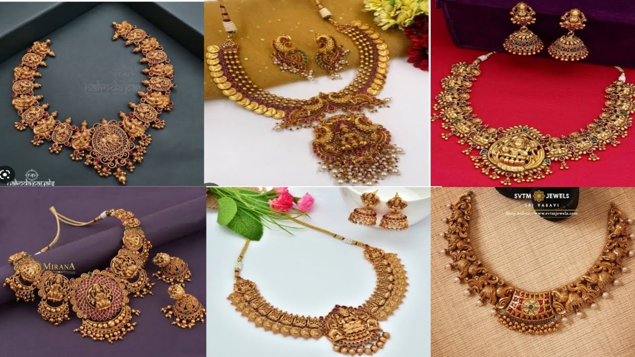 50+Beautiful short temple jwellery set design don't miss it friends ...