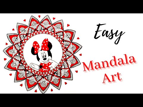 How to Draw Minnie Mouse MANDALA ART||easy Mandala Drawing - YouTube