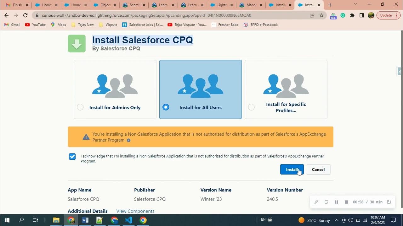 Install Salesforce CPQ Package. - YouTube