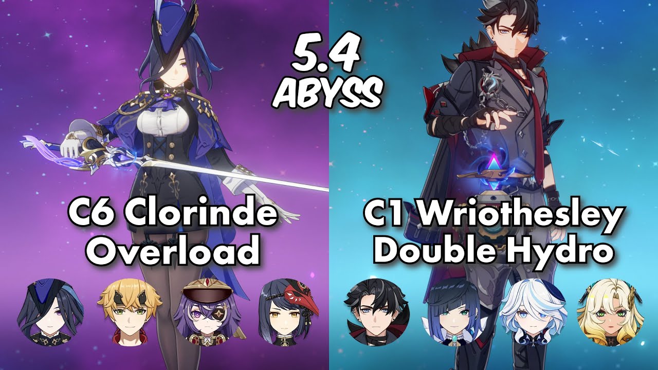 C6 Clorinde Overload & C1 Wriothesley Double Hydro | 5.4 Spiral Abyss ...