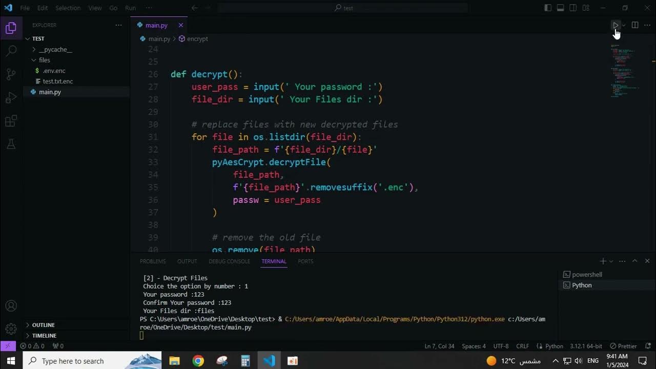 Encrypt And Decrypt Files Script Using Pyaescrypt In Python Youtube