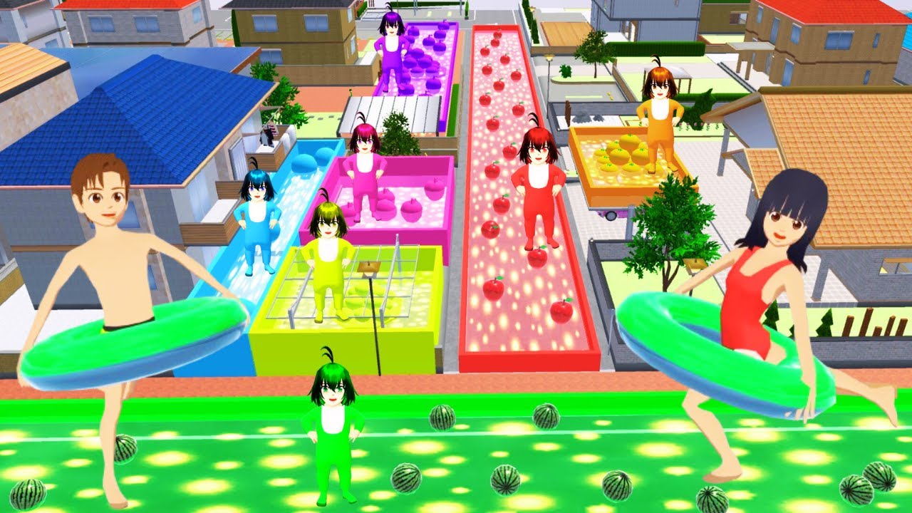 WOW NEW RAINBOW POOL IN FRONT OF YUTA'S HOUSE | SWIMMING WITH RAINBOW ...