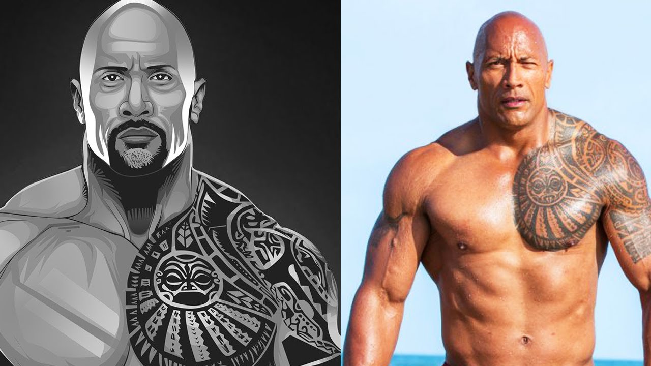 Rock Johnson - Easy Drawing The Rock (Dwayne Johnson) | Easy Pencil ...