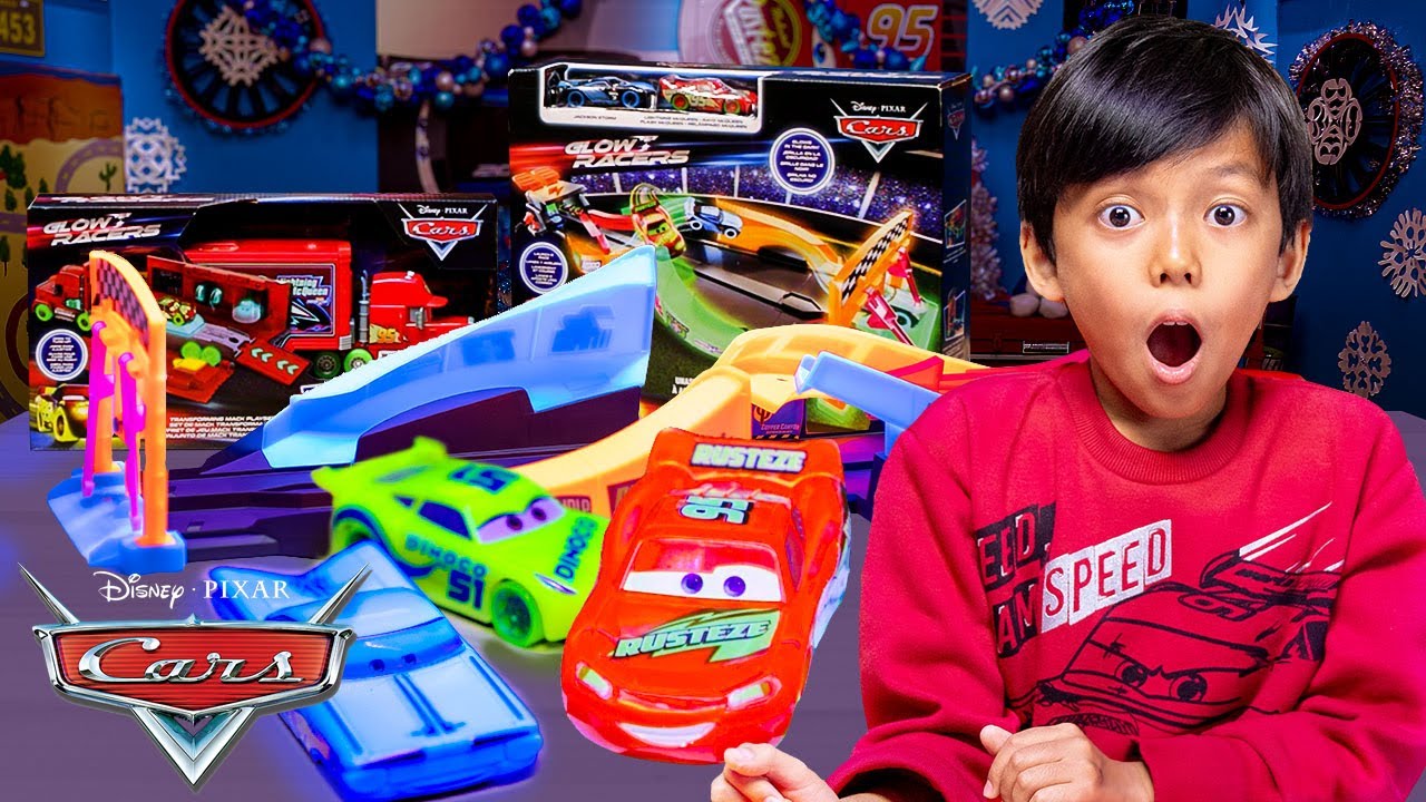 Unboxing the Pixar Cars Glow Racers Playsets! | Pixar Cars | AD - YouTube