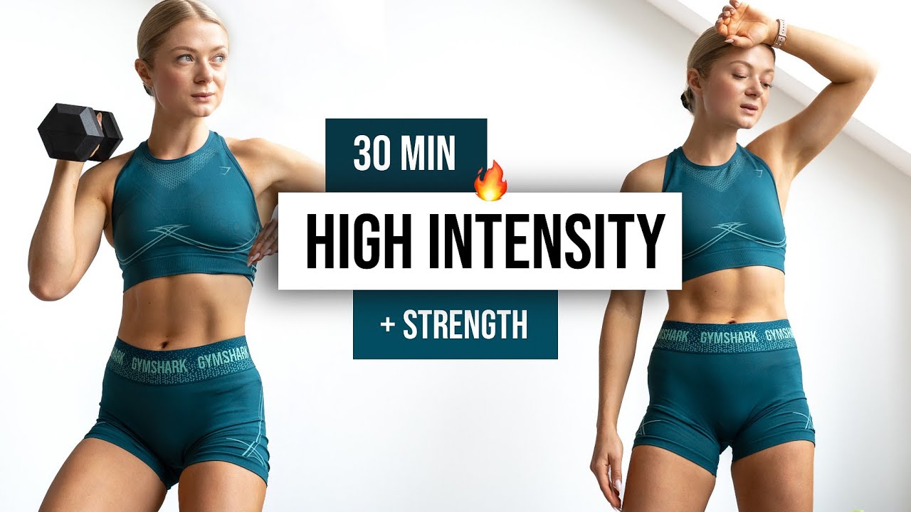 30 MIN Full Body STRENGTH AND CARDIO HIIT Workout - With Weights, Home ...