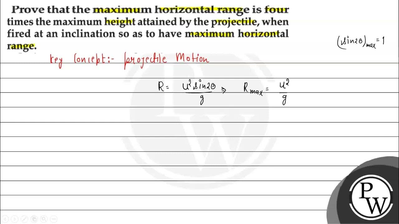 Prove that the maximum horizontal range is four times the maximum h... - YouTube