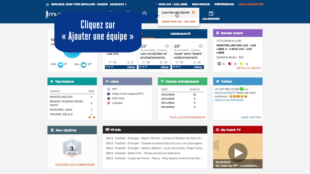 TUTO | Choisir plusieurs équipes sur My Coach by FFF - YouTube