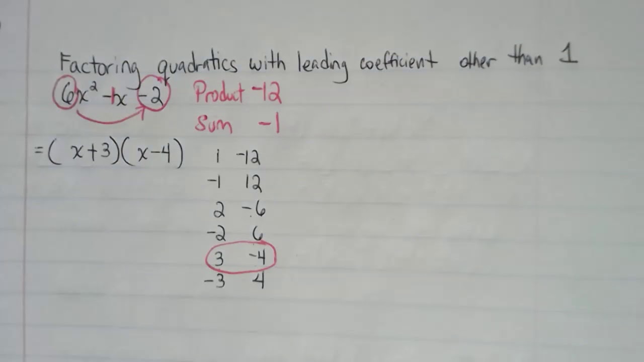Shortcut method to factoring quadratics with a leading coefficient ...