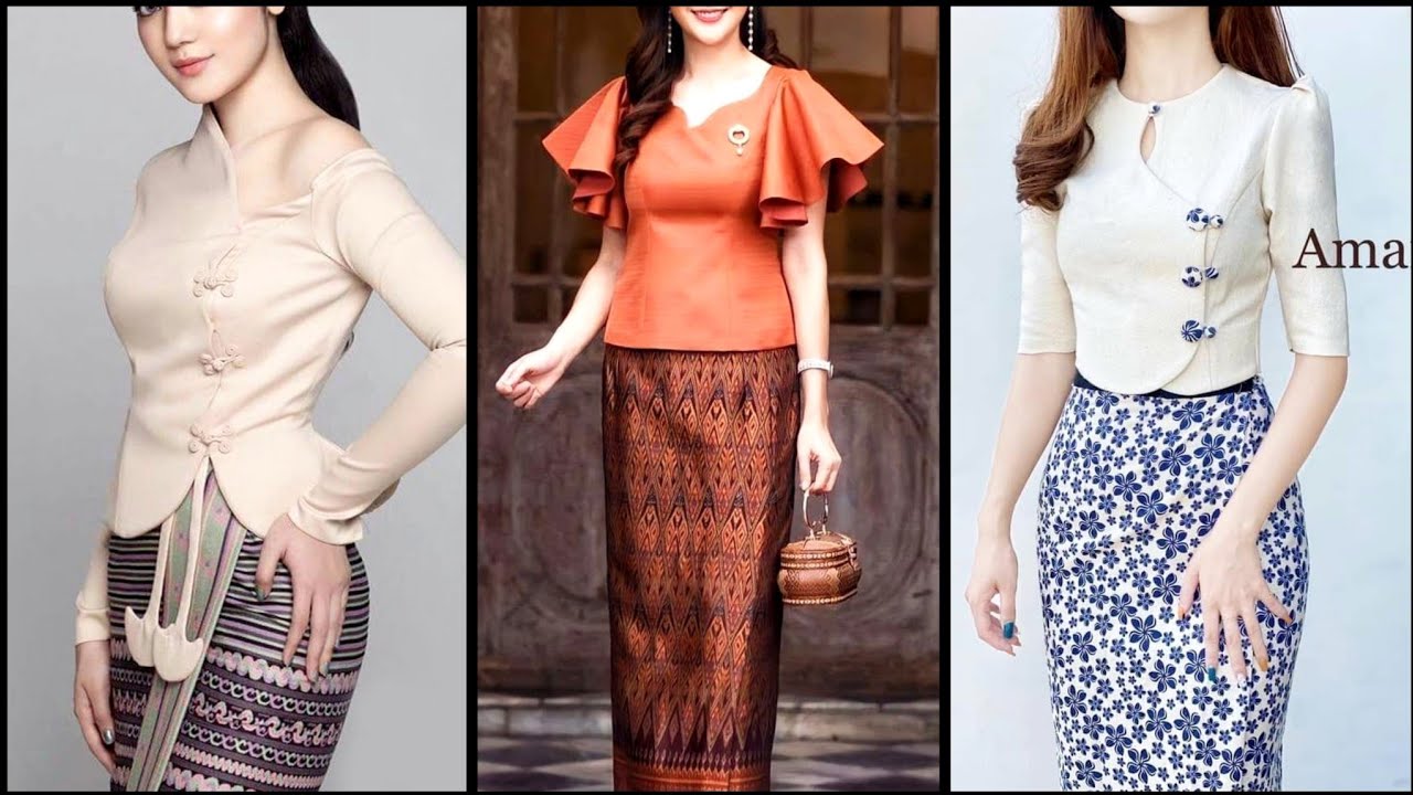 Latest Design of modern Burmese dresses|modern Myanmar traditional ...