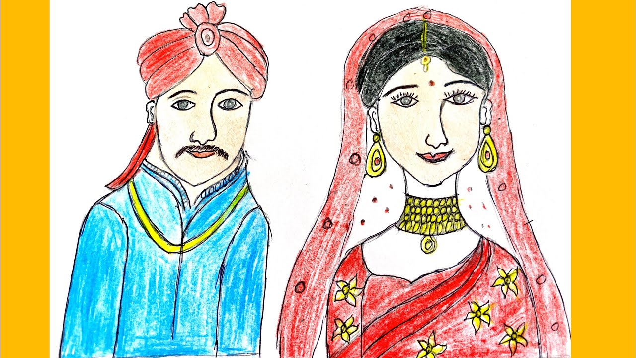 Indian Bride And Groom Sketch