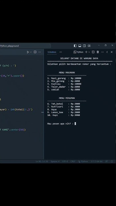 buat program mesin kasir pake python 🐍 #shorts #python #programming #vscode - YouTube