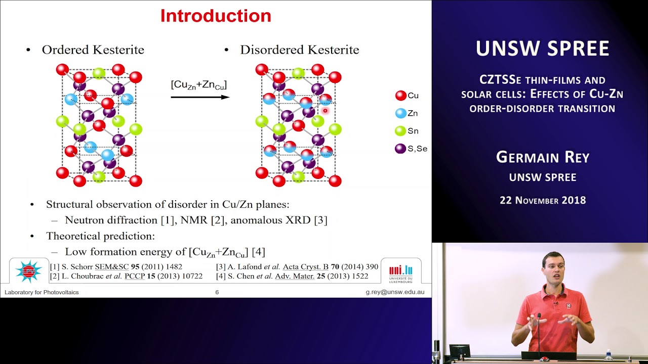UNSW SPREE 201811-22 Germain Rey - CZTSSe thin-films and solar cells ...
