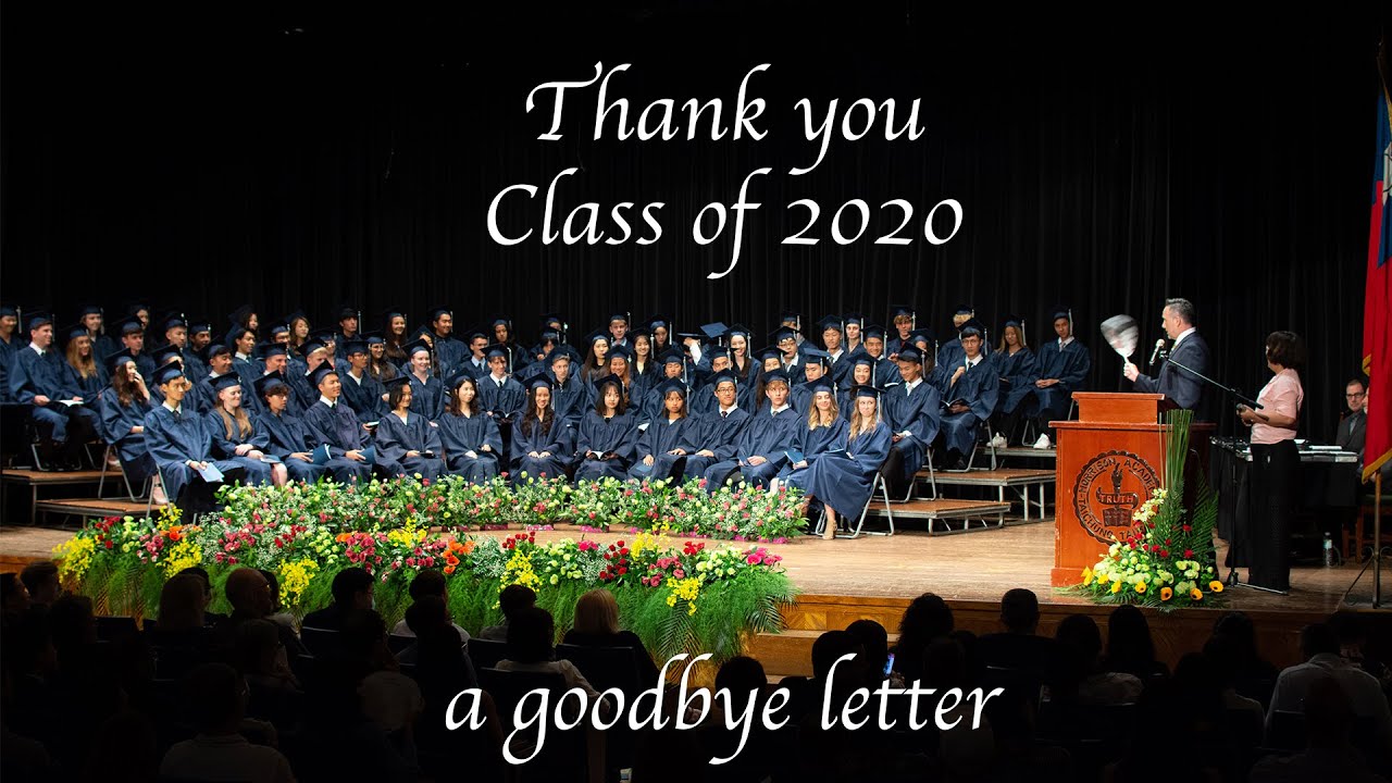 Thank You Class Of 2020 | Goodbye Letter - YouTube