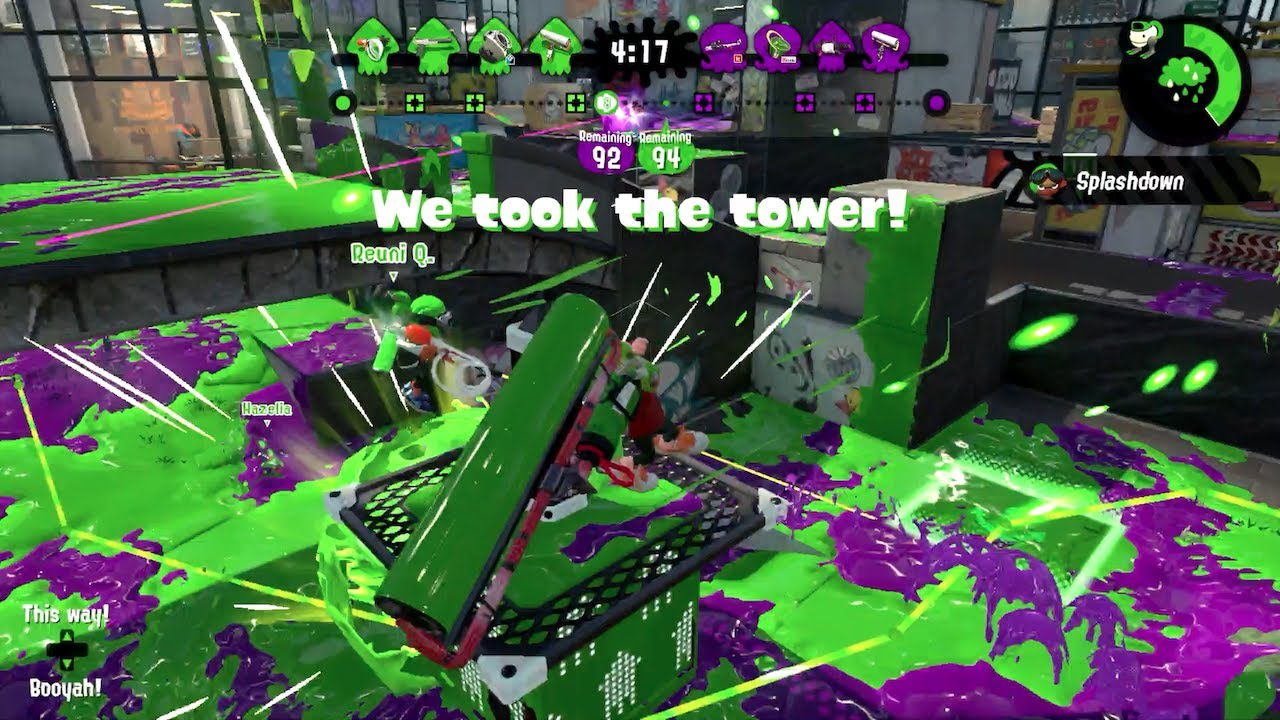 Splatoon 2: Reef ninja in Tower Control [18(2)-4, Carbon Roller] - YouTube