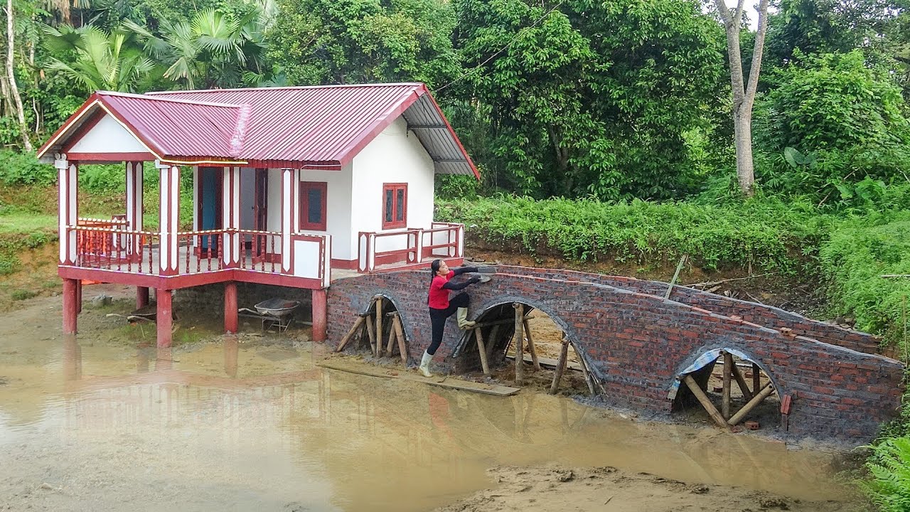 Unique Arch Bridge Construction Techniques - The Girl Build a Beautiful Dream House - YouTube