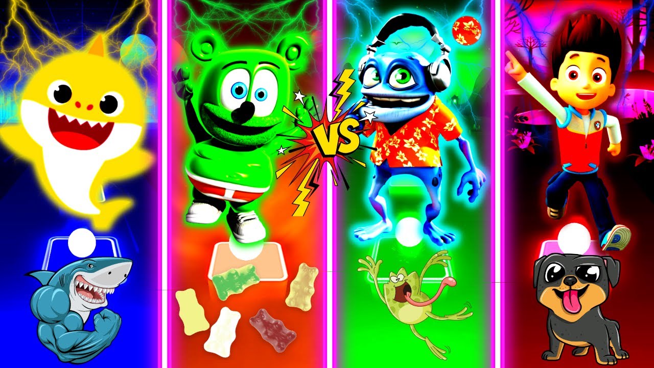 Baby Shark Vs Gummy Bear Vs Crazy Frog Vs Paw Patrol | Tiles Hop EDM ...