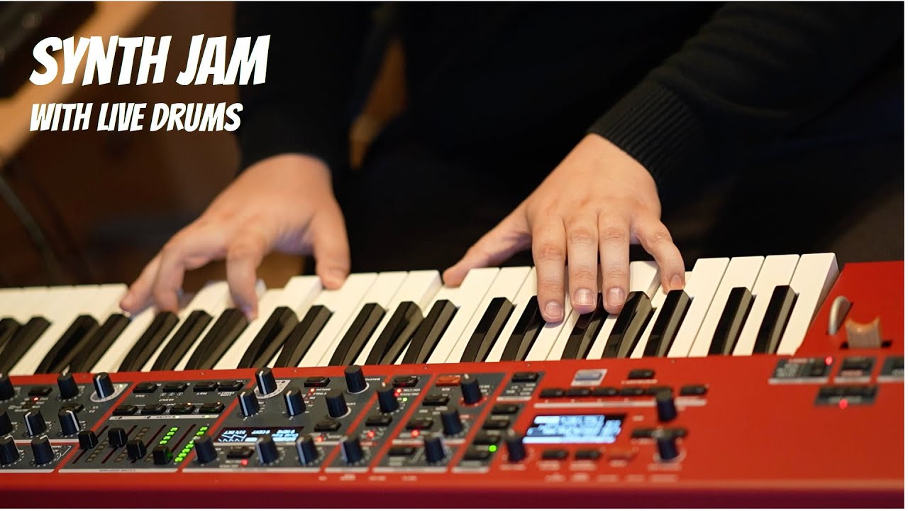 Synth jam with live drums - YouTube