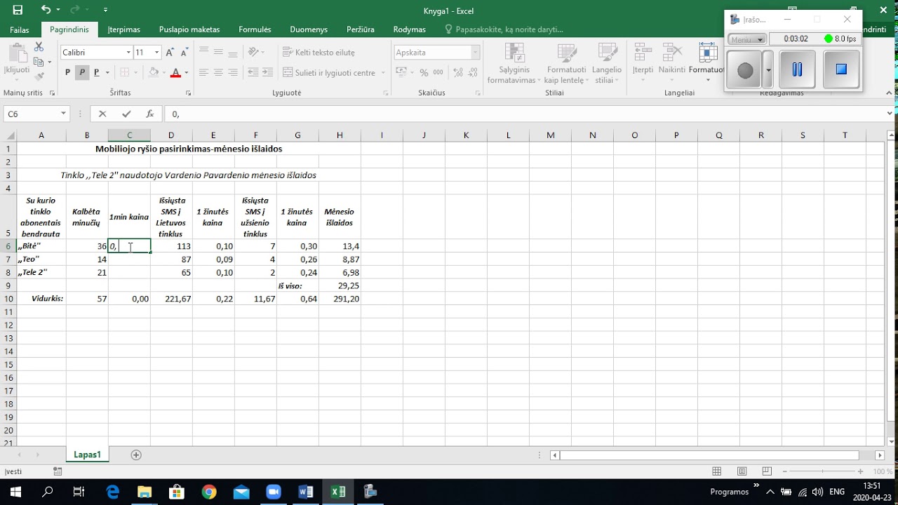 Excel 1 namu darbas - YouTube
