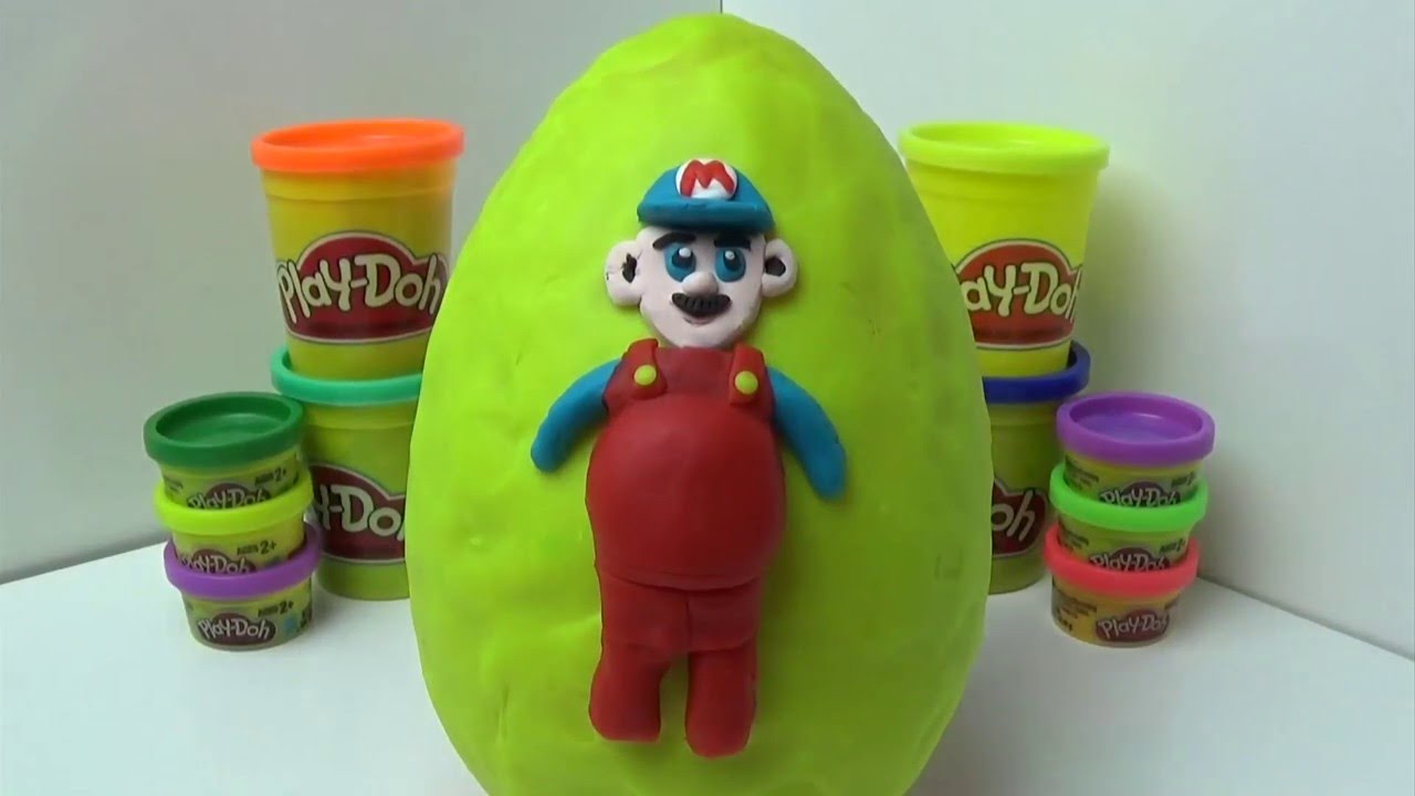 GIANT SURPRISE EGG OPENING WITH MARIO PLAY-DOH CREATION - YouTube
