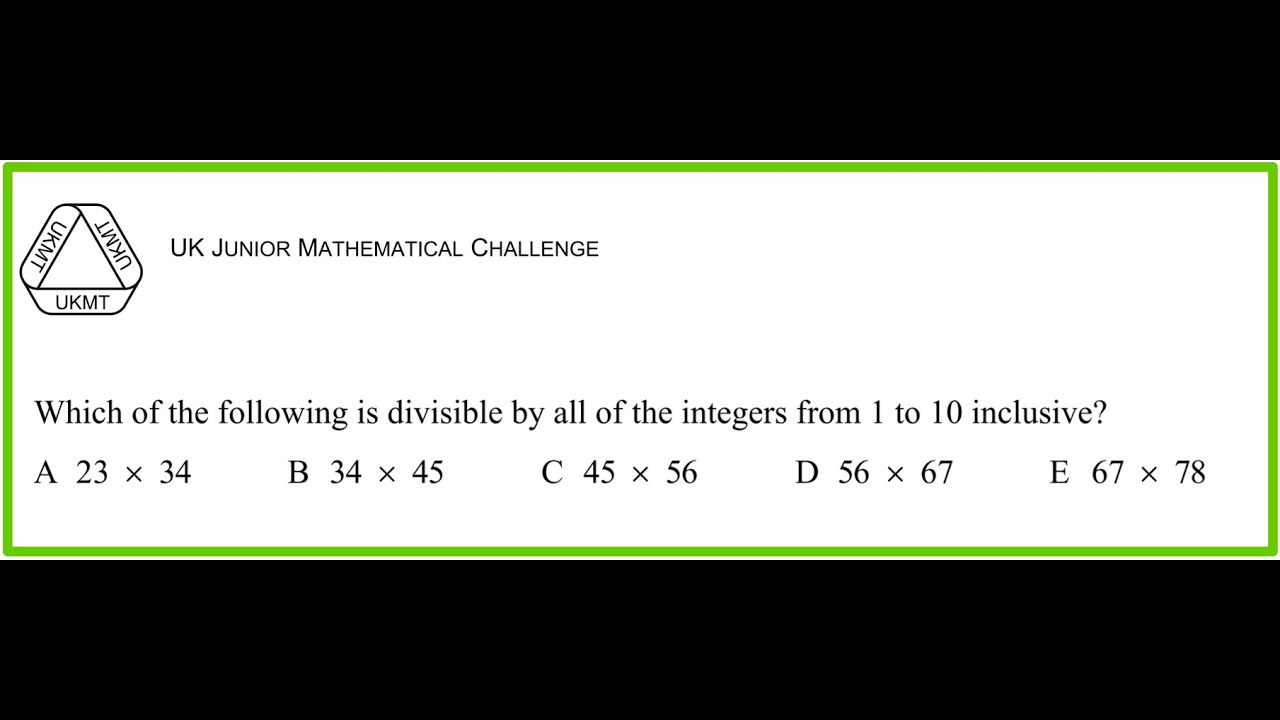 Question of the Day#6 UKMT Junior Maths Challenge - YouTube