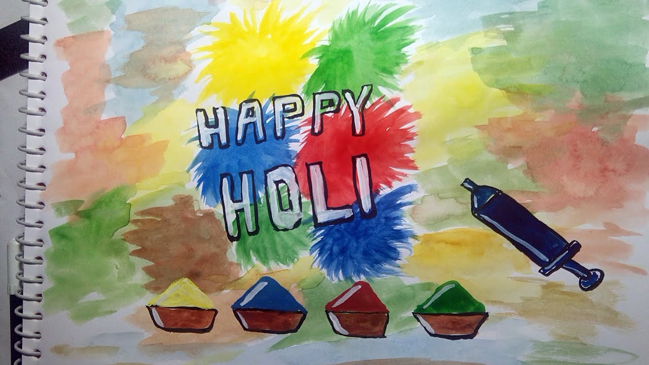 🎨 Holi Drawing | Festival of Colors | Step-by-Step Tutorial # ...