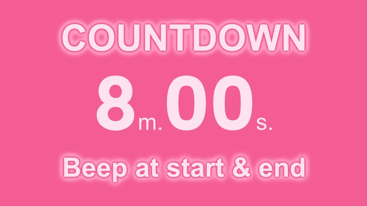 8-Minute Countdown Timer | Beep Start & End | Electric Pink Power | 4K ...