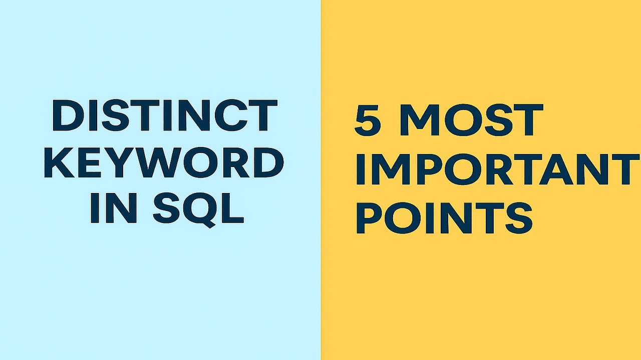 Distinct Statement in SQL || SQL From Beginner || SQL Basics - YouTube