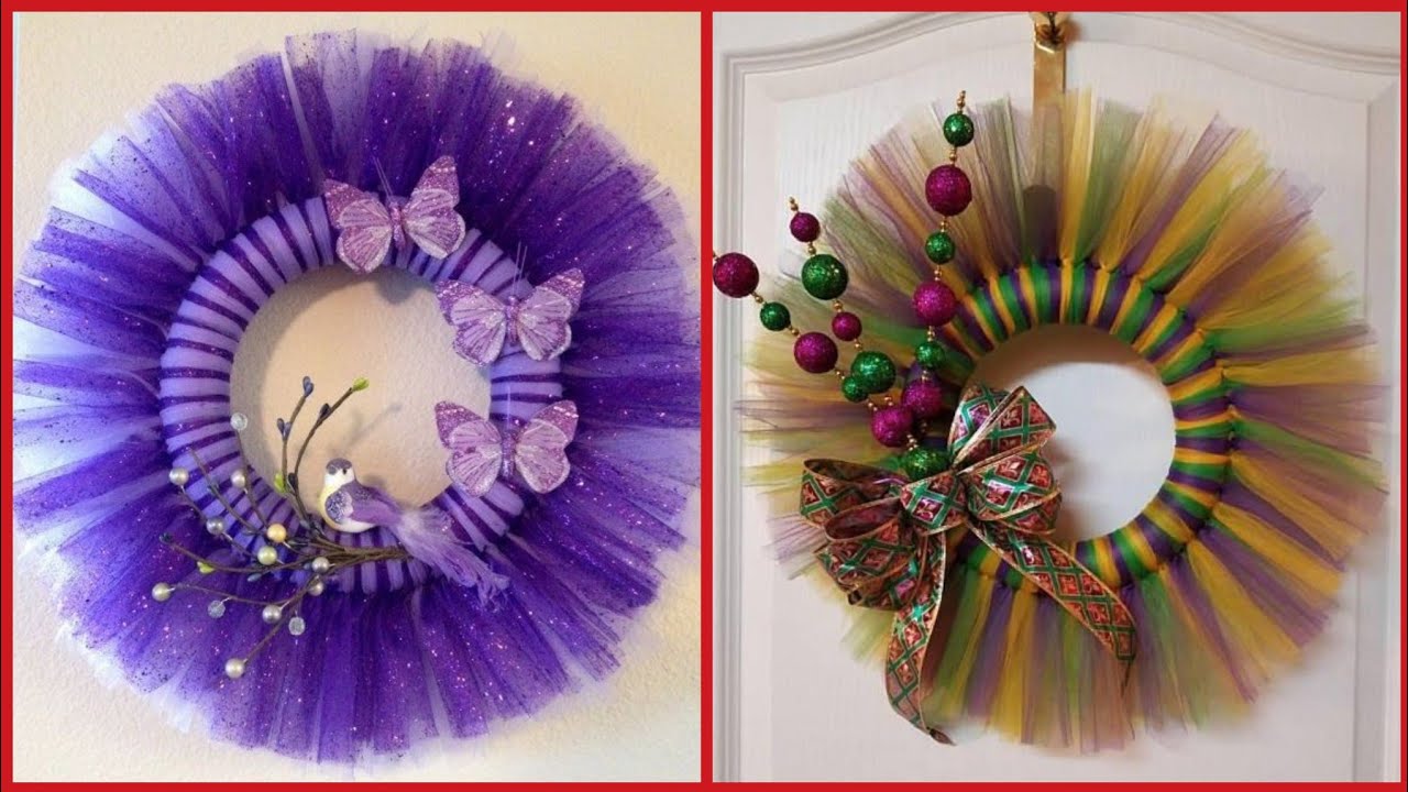 Very beautiful wreath decoration with net fabric - YouTube