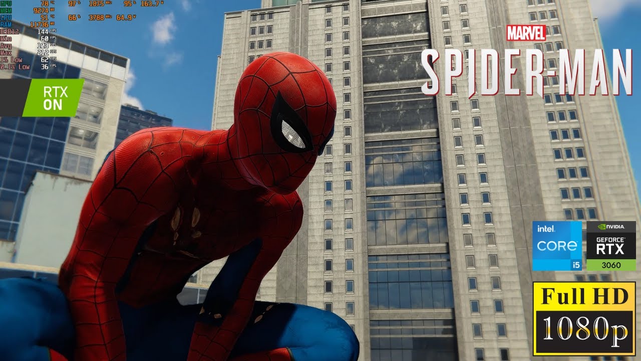 Spider-Man Remastered | RTX 3060 + i5 11400F | 1080p | RTX On/Off - YouTube