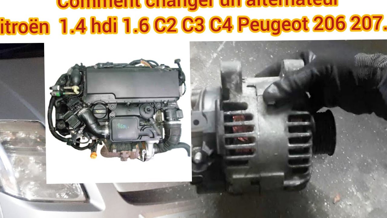 démontage alternateur 1.4 HDI Citroën et 1.6 hdi C2 C3 C4 Peugeot 206 ...