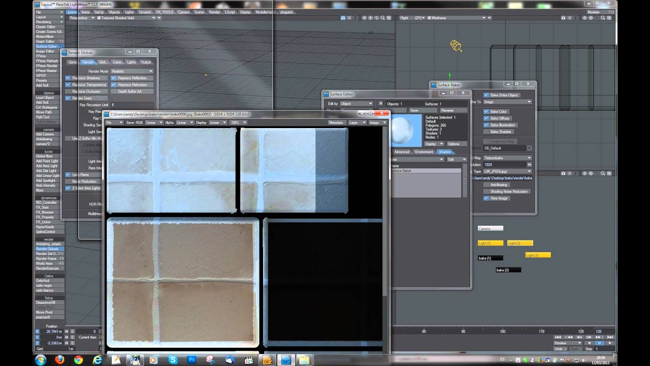 tutorial lightwave surface baker - YouTube
