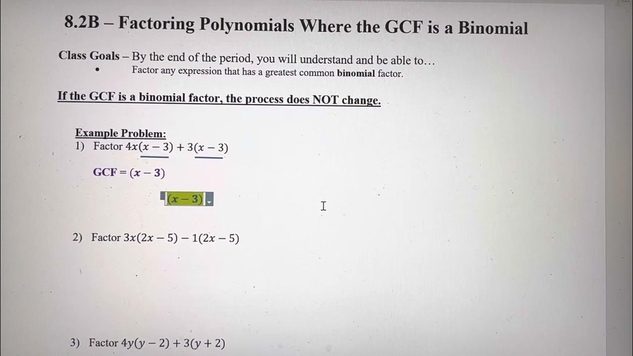 Factoring Out a Common Binomial Factor as a GCF - YouTube