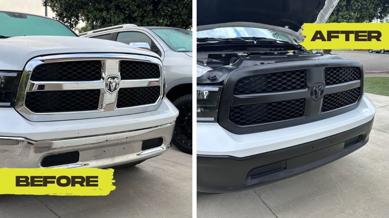 Transforming Your Dodge Ram 1500! Chrome Delete Using Liquid Wrap ...