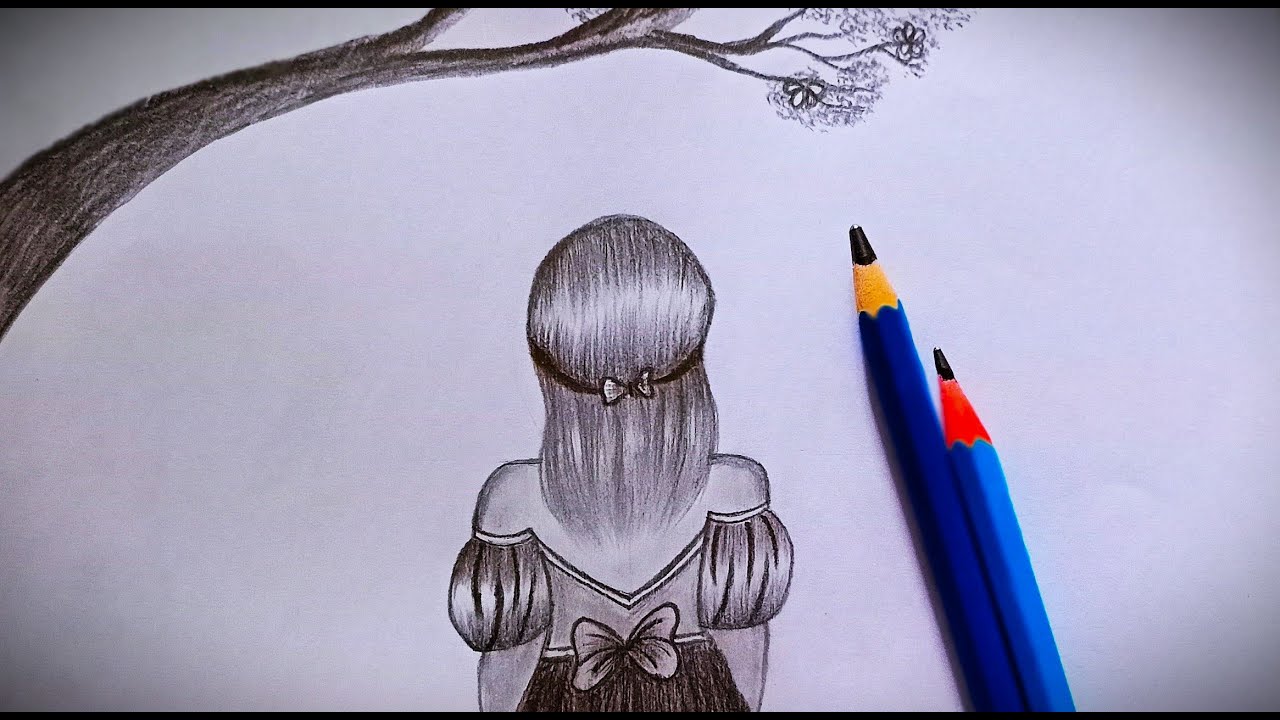Easy girl backside pencil sketch || how to sketch a girl || how to draw ...