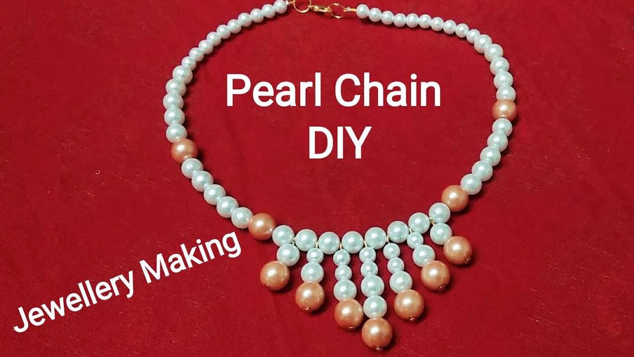 Pearl Chain // How To Make // At Home // Shabna's Designs - YouTube