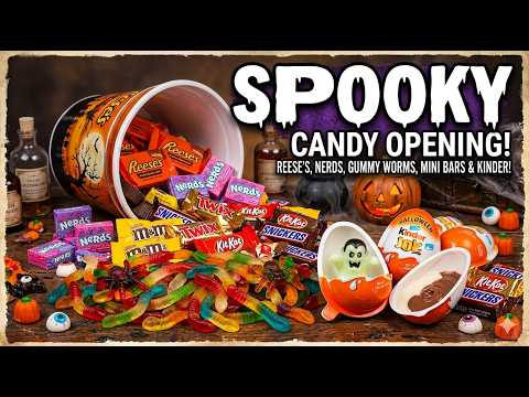 Halloween🎃 Candy 🍫 Opening Reese's Cups Nerds Mini Candy Bars Gummy ...
