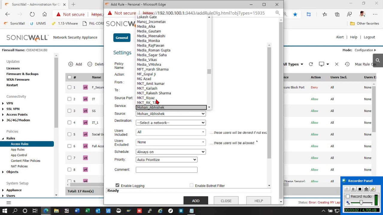 Block internet access by MAC Address in SonicWALL Firewall - YouTube