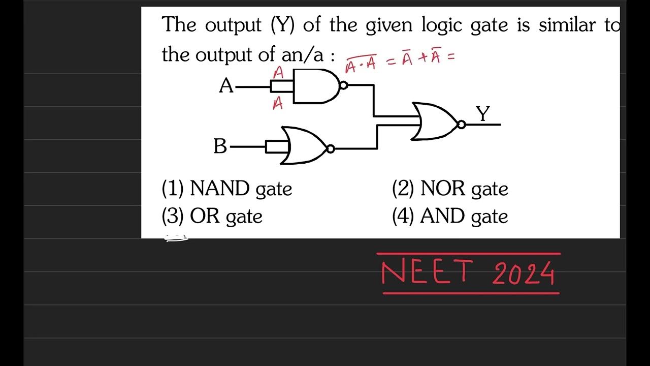 The output (Y) of the given logic gate is similar to the output of an/a | NEET 2024 - YouTube