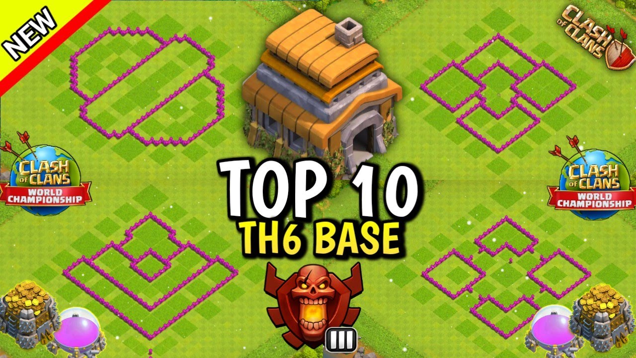 TH6 TOP 10 BASE WITH LINK | Town Hall 6 Anti 2 Stars Base Layout + Copy ...