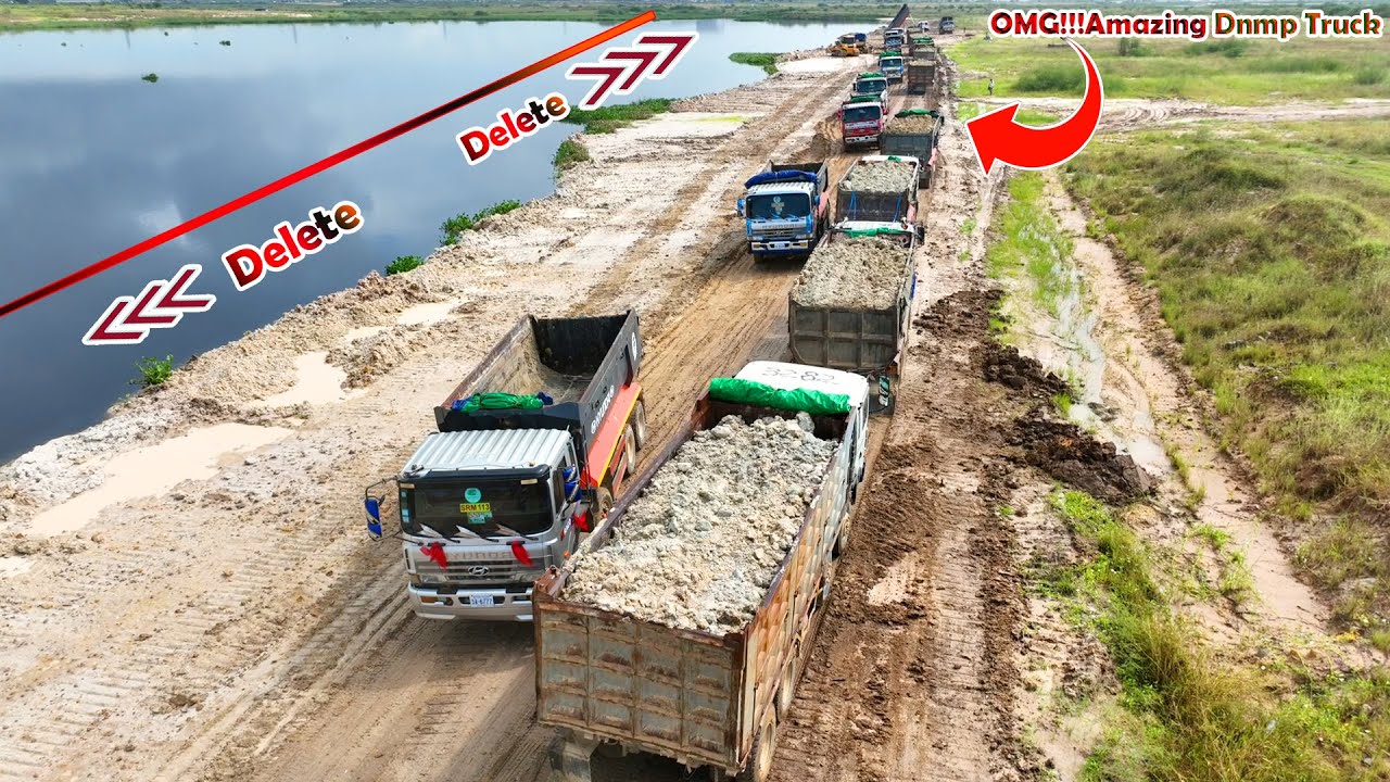 Amazing Overload Dumper Truck Group Spreading Dirt Operator Operating ...