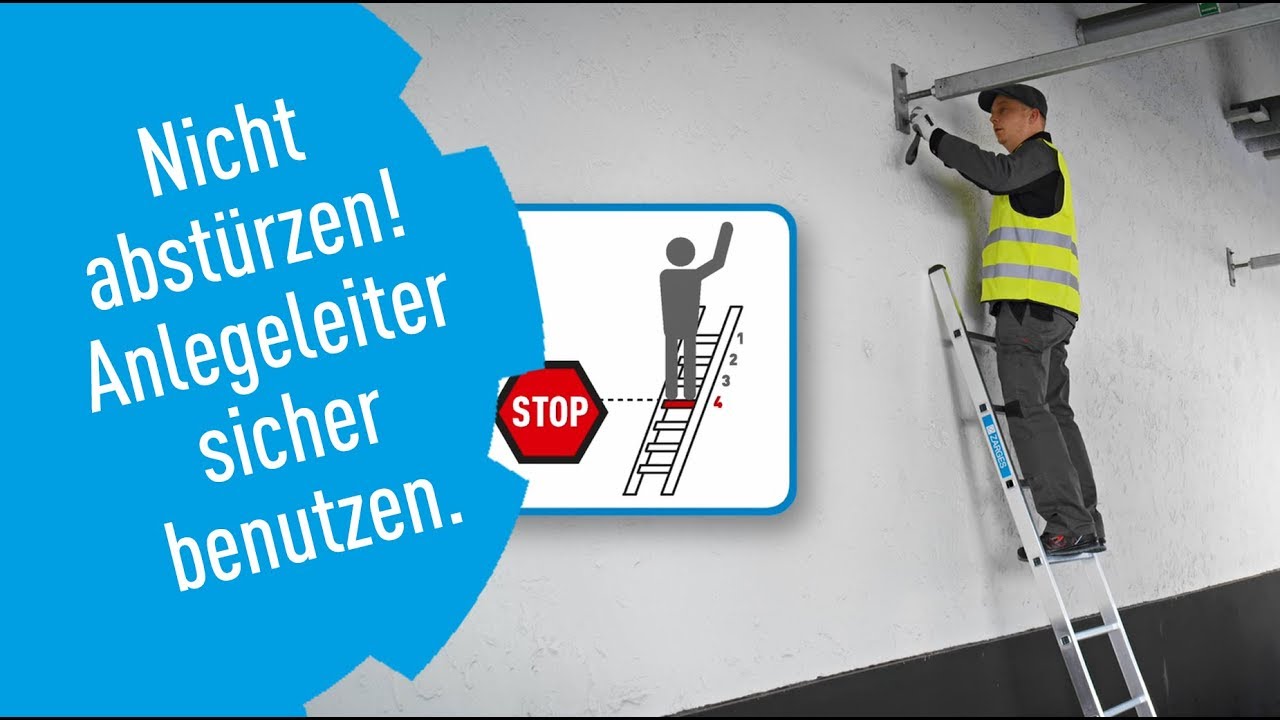 Leiter richtig aufstellen und benutzen. ZARGES Anlegeleiter. - YouTube